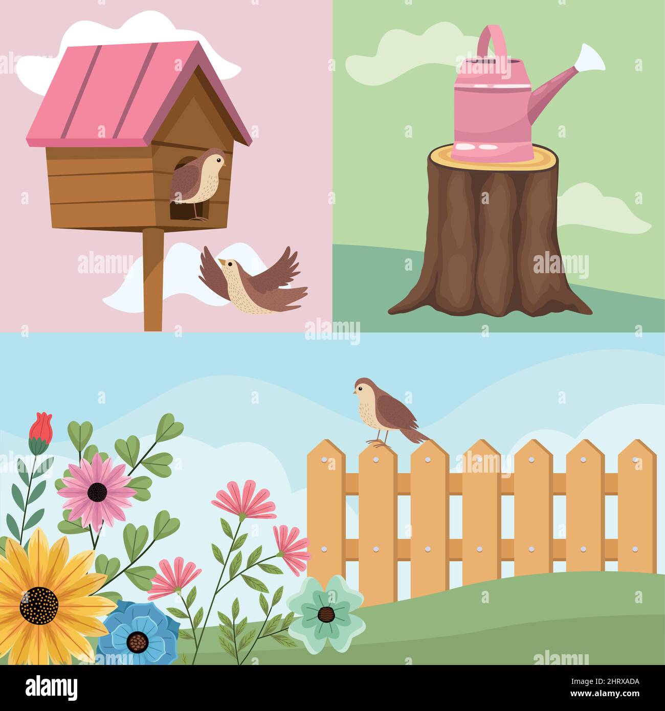 Beautiful Garden Scenes Stock Vector Images - Alamy