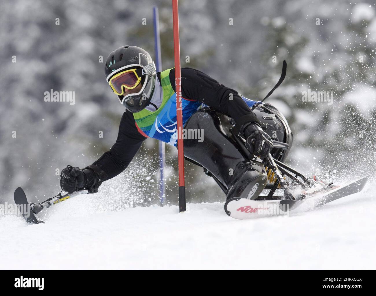 Austria's Jurgen Egle skis during the first run of the Paralympic men's ...