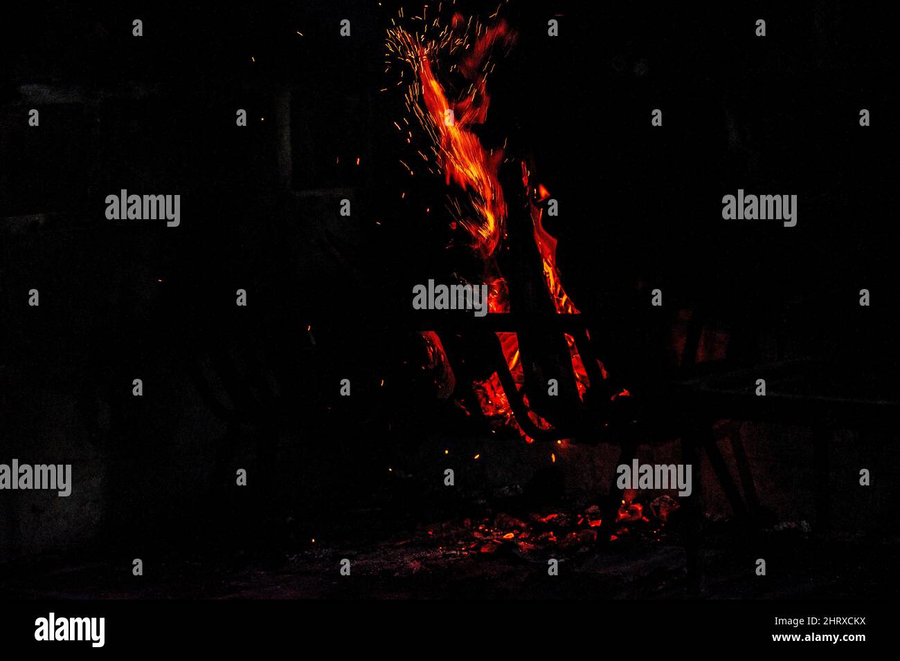 grill fire close-up. fire flames Stock Photo - Alamy