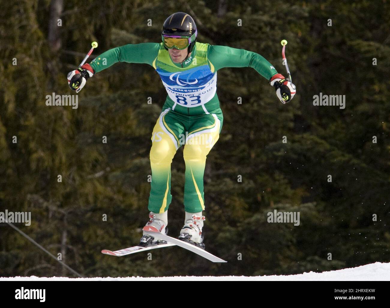Marty Mayberry of Australia skis to a silver medal finish in the men's ...