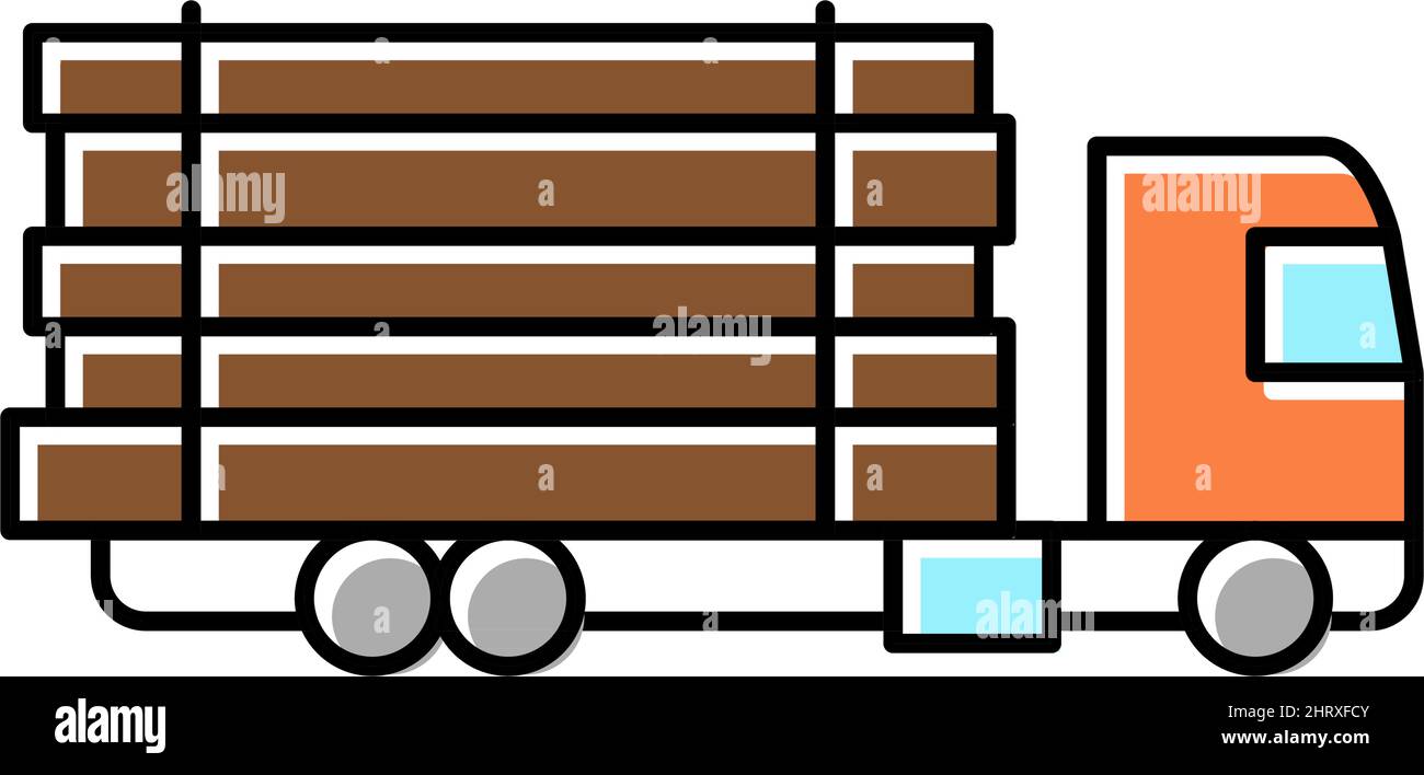 truck transportation wood timber color icon vector illustration Stock ...