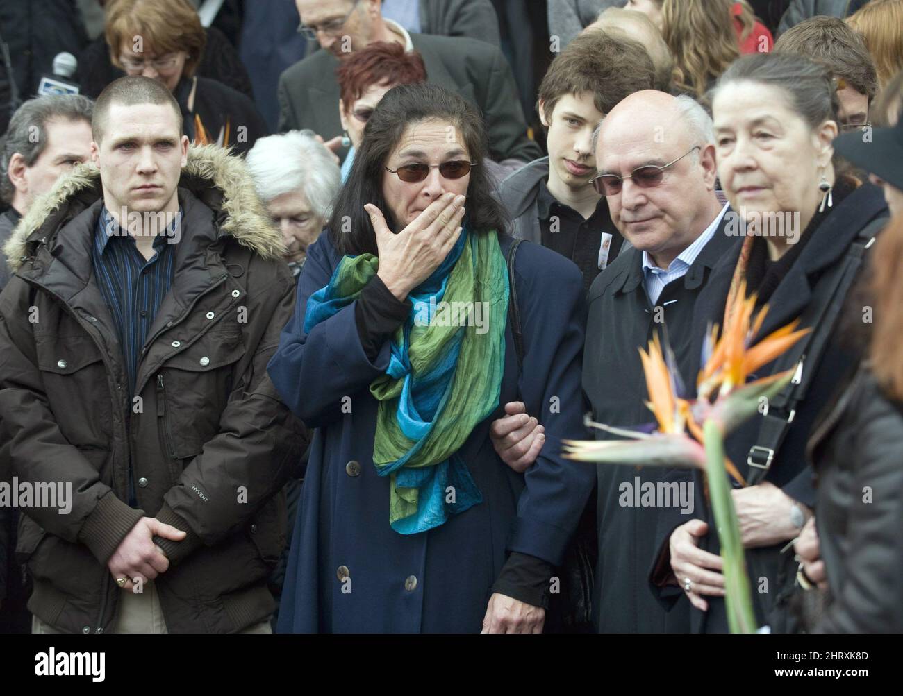 Alain Chartrand (second right), son of union leader Michel Chartrand ...