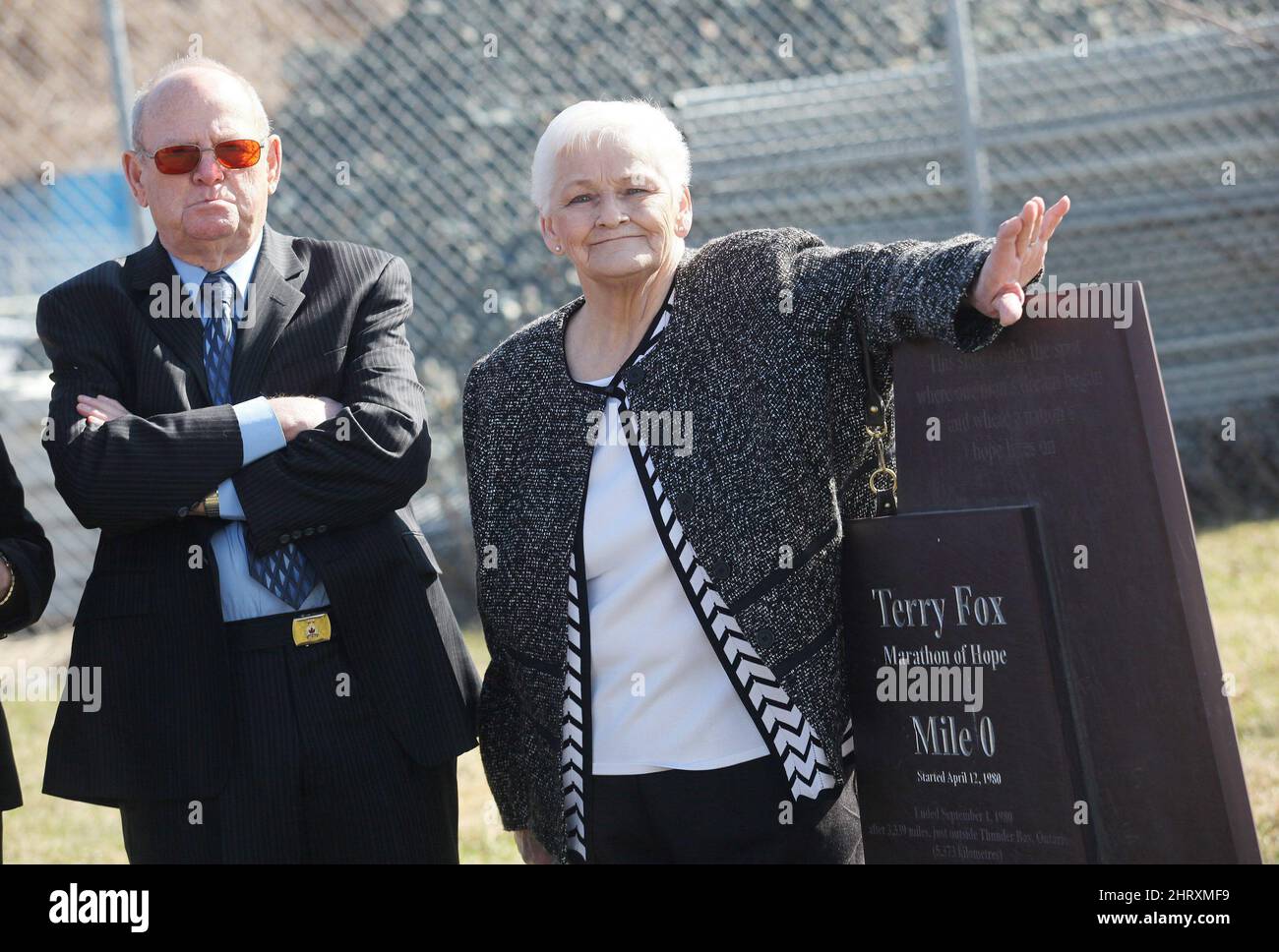 Rolly and Betty Fox at the permanent marker of where Terry began his ...