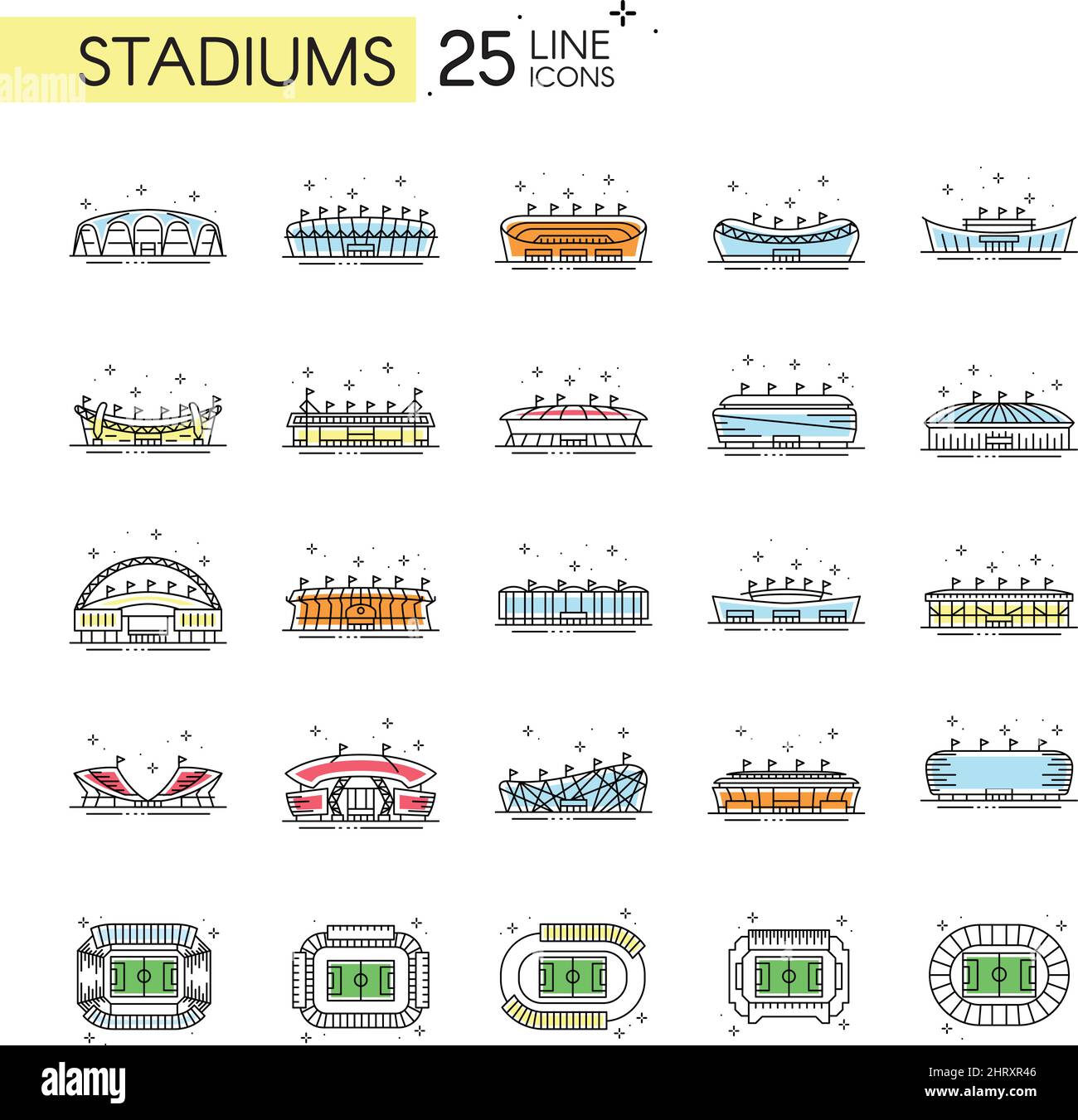 Set of different stadium icons side view Vector Stock Vector Image ...
