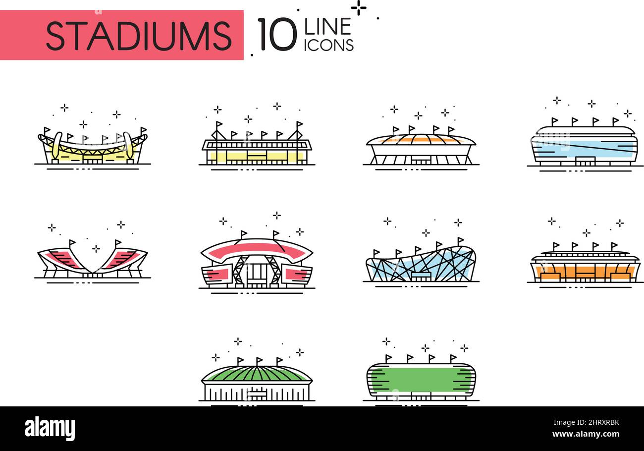 Set of different stadium icons side view Vector Stock Vector Image ...