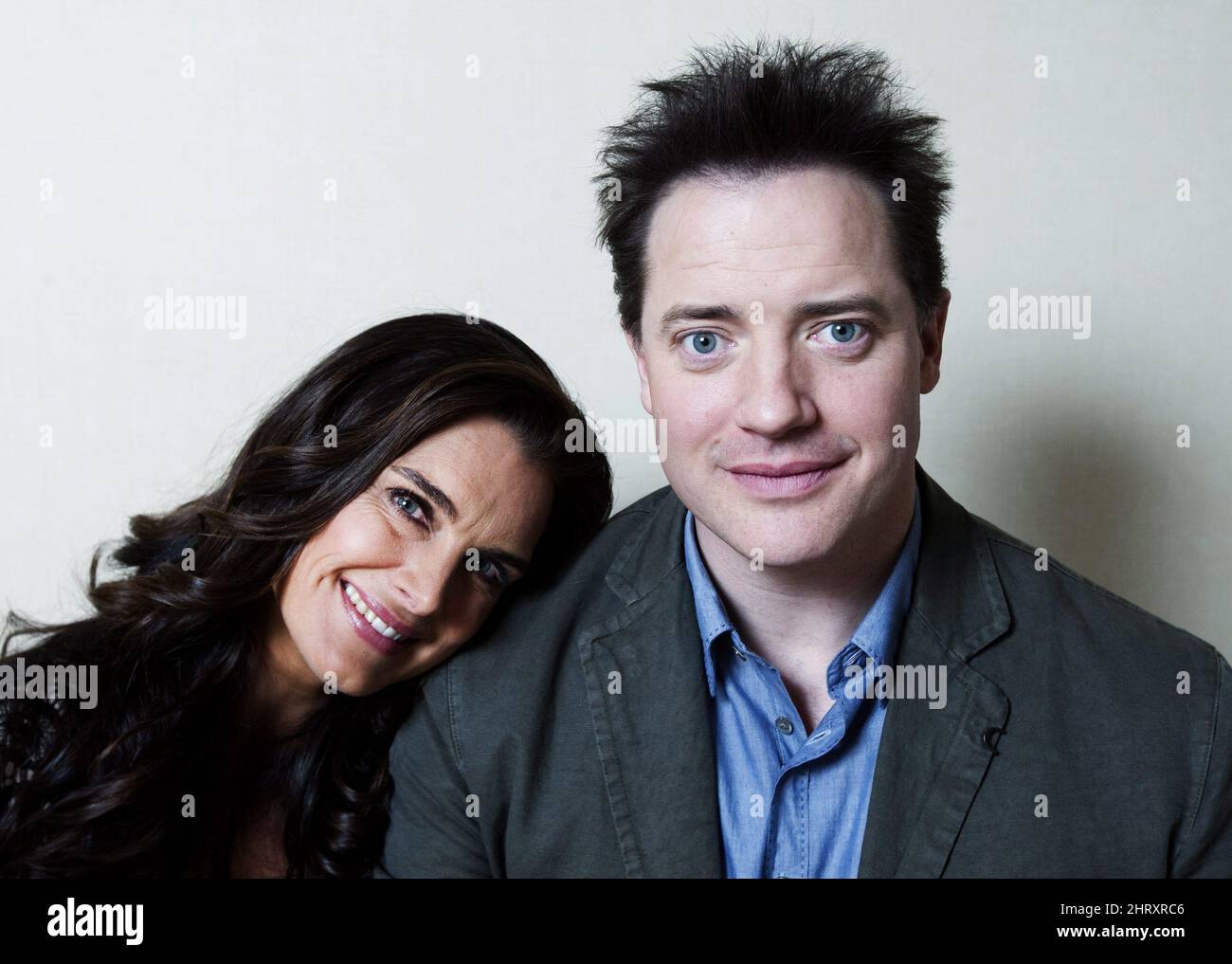 Actors Brooke Shields, left, and Brendan Fraser pose for a photograph ...