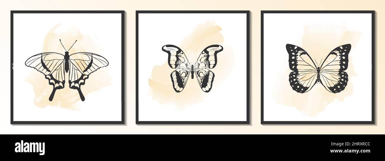 A set of modern universal art posters. Suitable for greeting cards ...