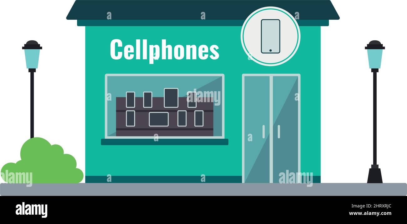Isolated front view cellphone shop building Vector Stock Vector Image ...