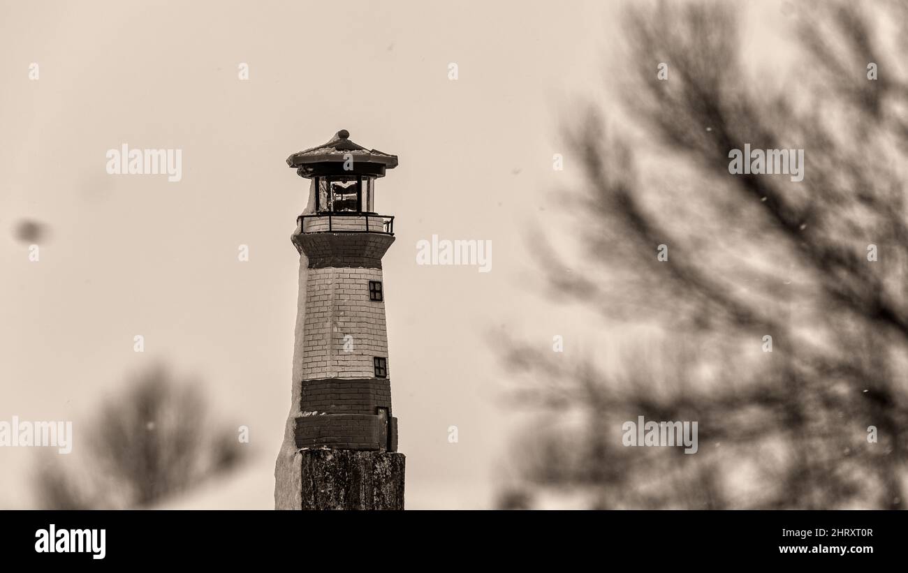 Selective focus of an old lighthouse in the daylight for wallpapers and ...