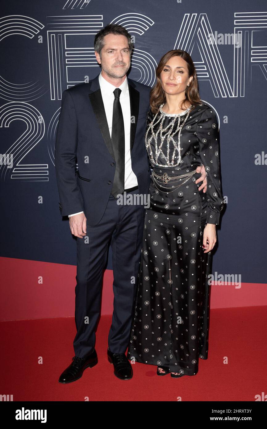 Paris, France. 26th Feb, 2022. Thibault Gast and Audrey Diwan arrive at ...