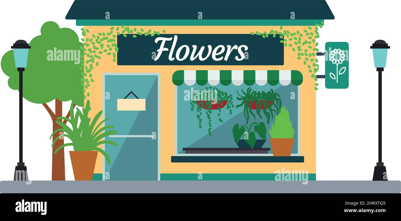 Storefront with flowers Cut Out Stock Images & Pictures - Alamy