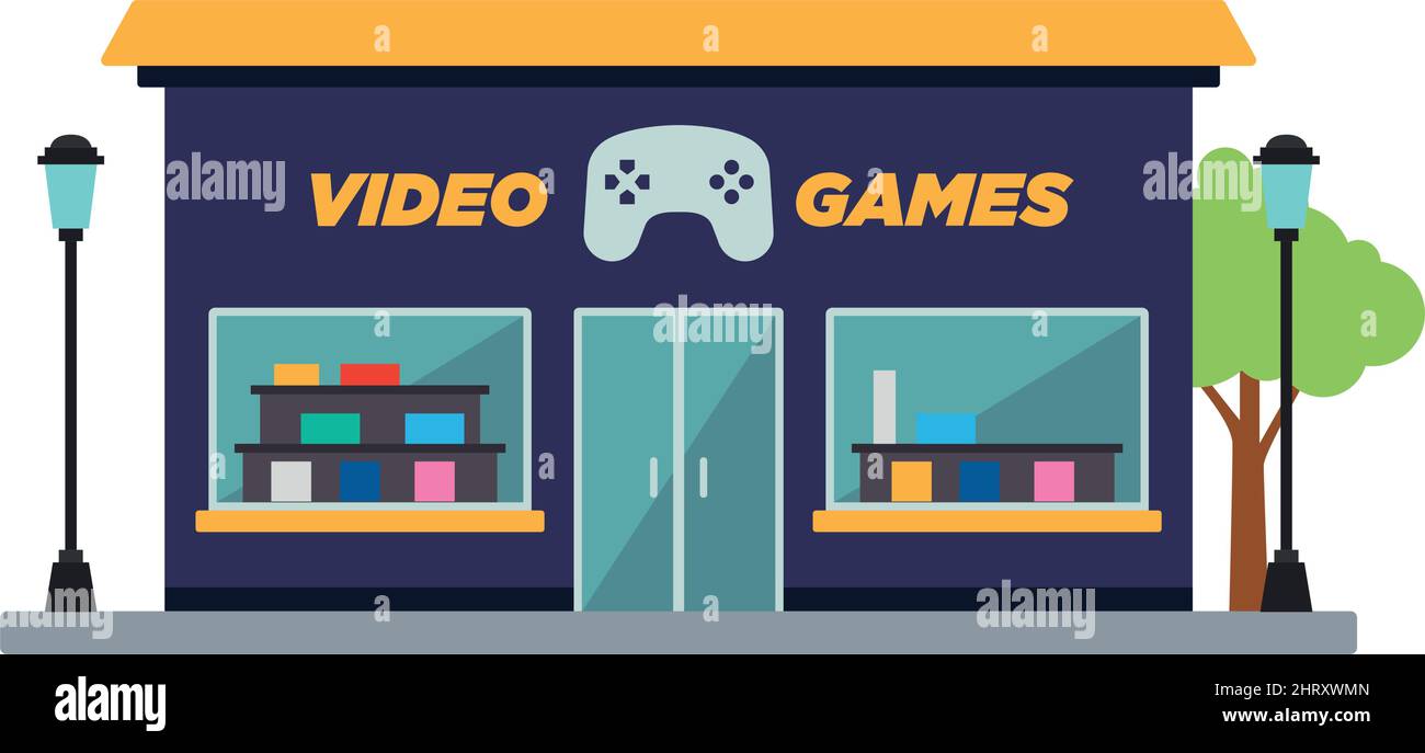 Isolated front view videogames shop building Vector Stock Vector Image ...