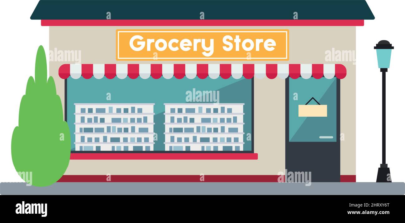 Isolated front view grocery store building Vector Stock Vector Image ...