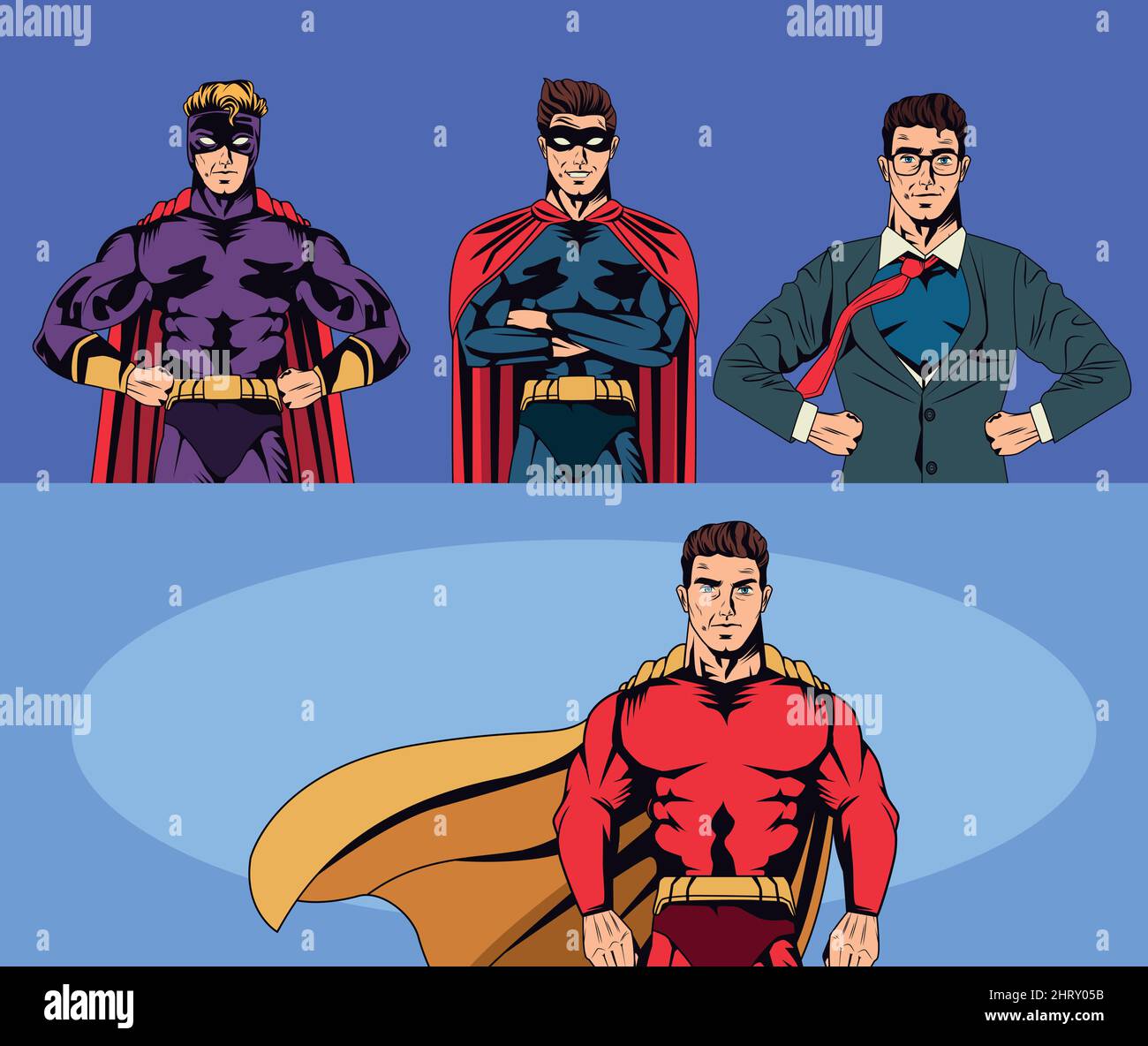 four superheroes pop art Stock Vector Image & Art - Alamy