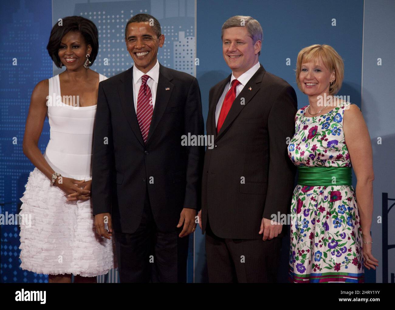 Prime Minister Stephen Harper and his wife Laureen pose for a ...