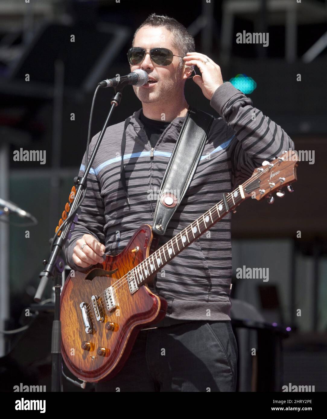 Ed Robertson, from the Barenaked Ladies, performs during a sound check ...