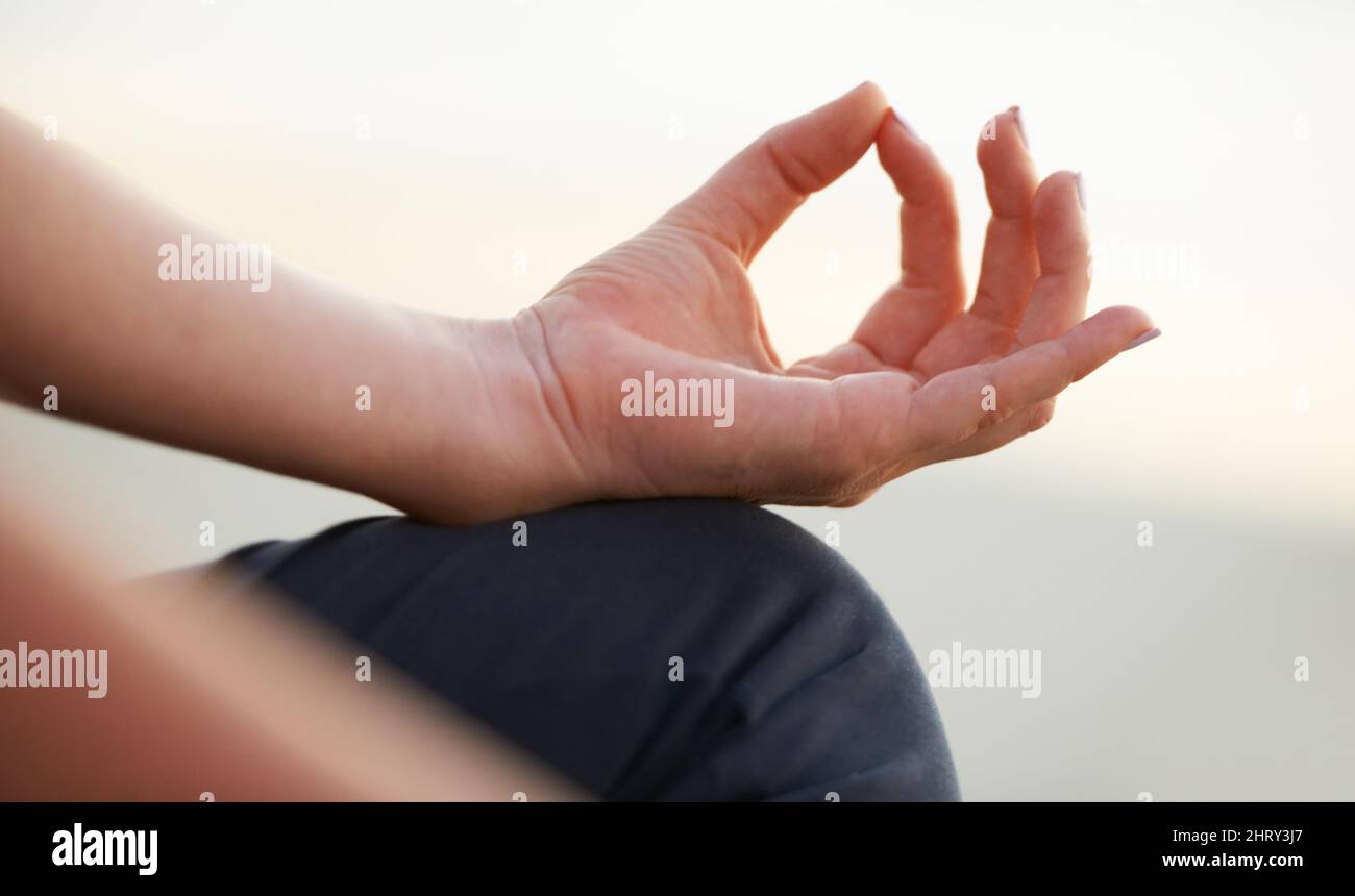 The position of calm. Profile view of a hand in a yoga position Stock ...