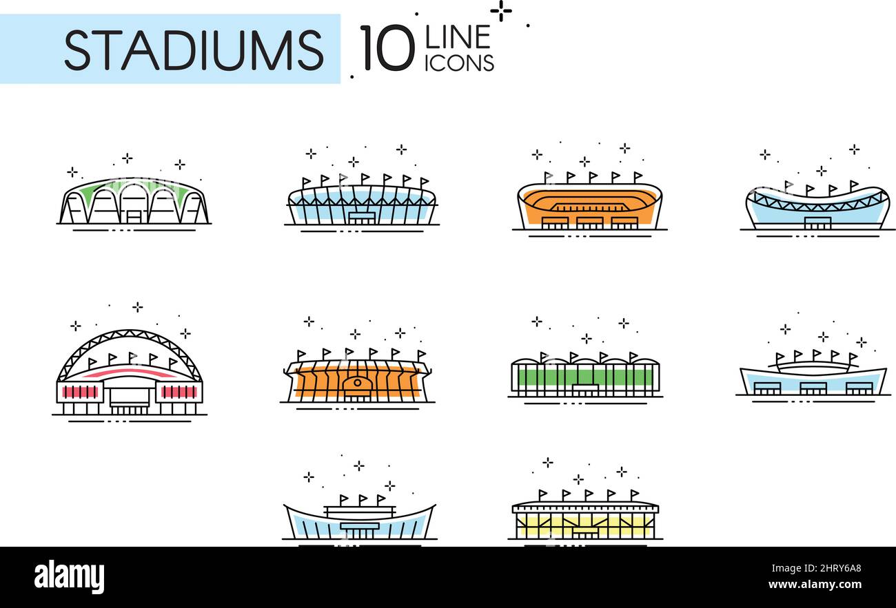 Set of different stadium icons side view Vector Stock Vector Image ...