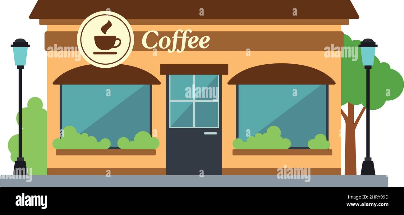 Isolated front view coffee shop building Vector Stock Vector Image ...