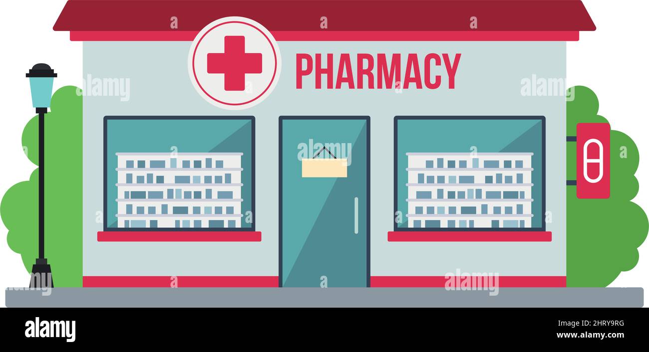 Isolated front view pharmacy building Vector Stock Vector Image & Art ...