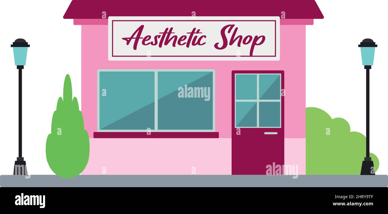 Isolated front view aesthetic shop building Vector Stock Vector Image ...
