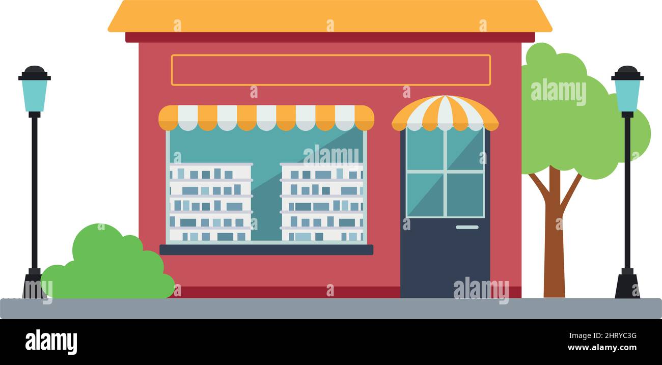 Isolated front view small business store building Vector Stock Vector ...