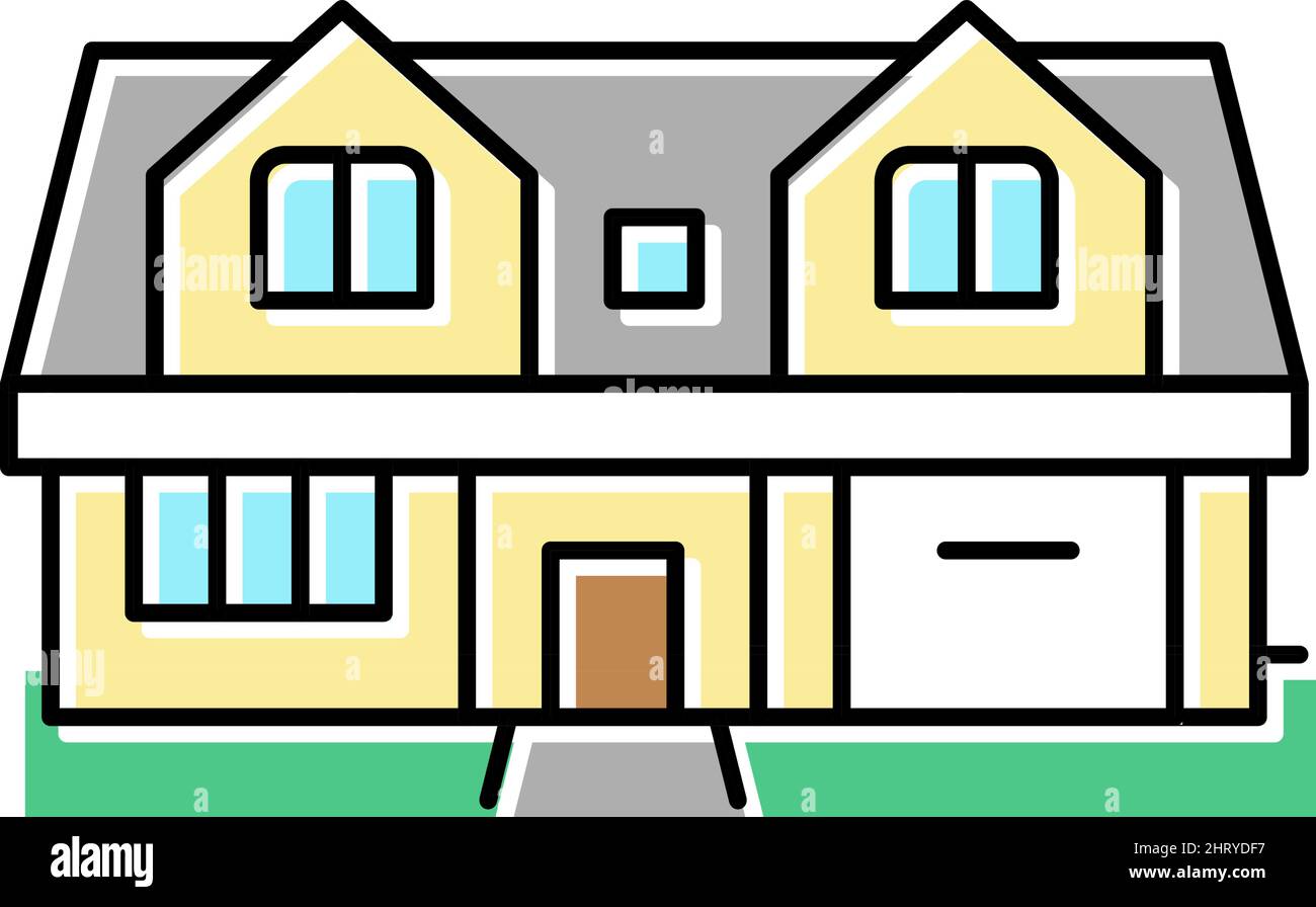 single family detached house color icon vector illustration Stock ...