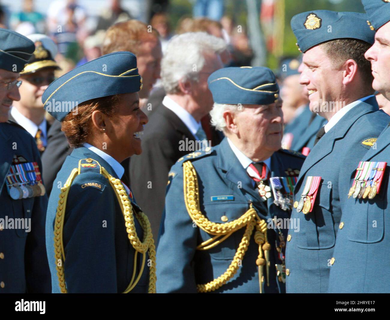 Governor General Michaelle Jean (left) smiles as she inspects the Guard ...