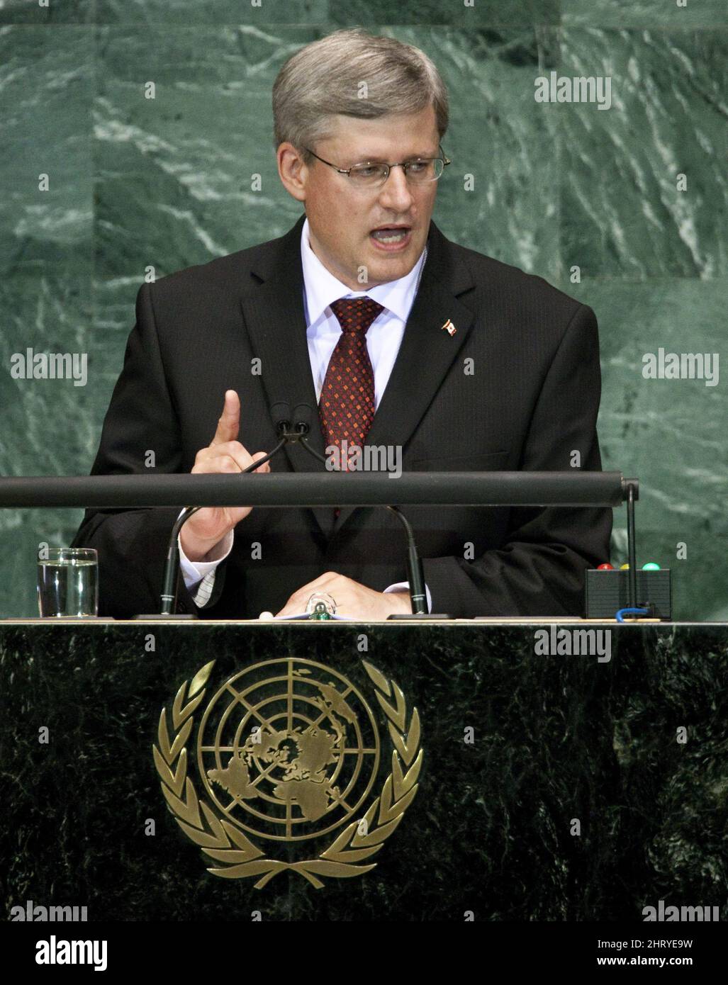 Prime Minister Stephen Harper addresses a summit on the Millennium ...