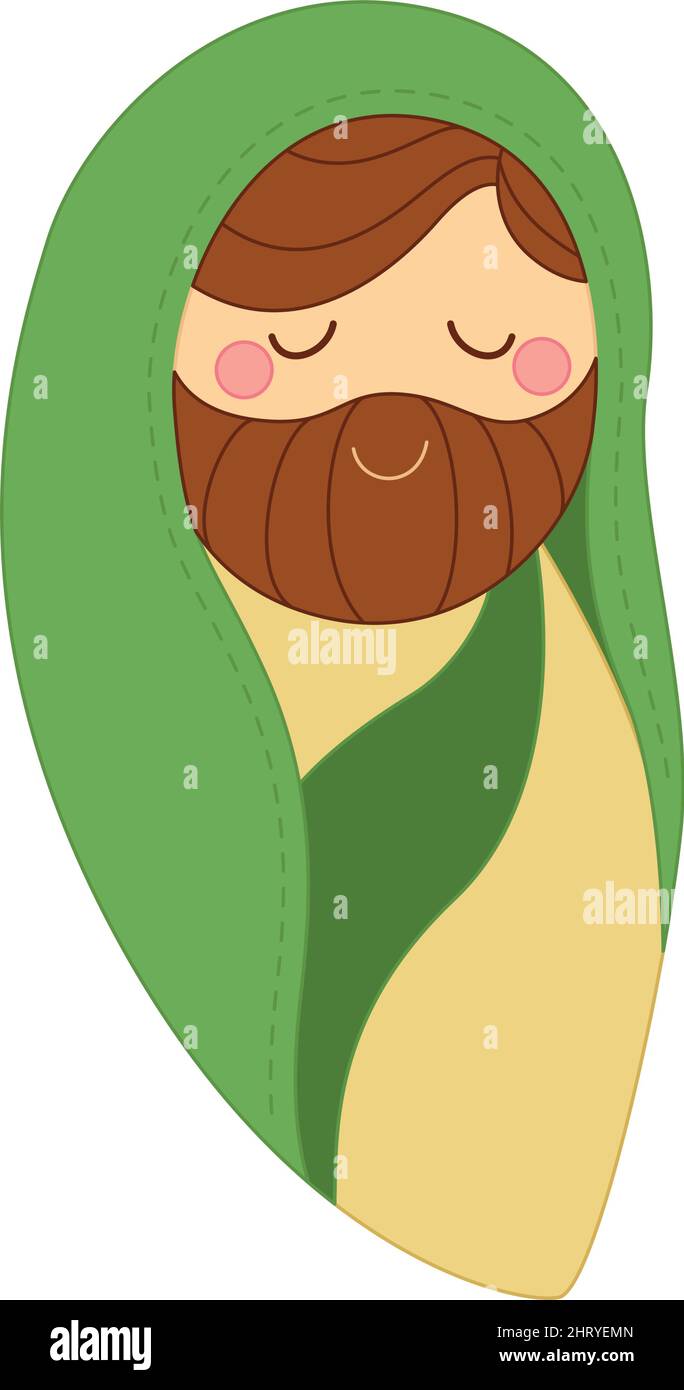 Isolated Joseph cartoon Nativity character Christmas season Vector ...