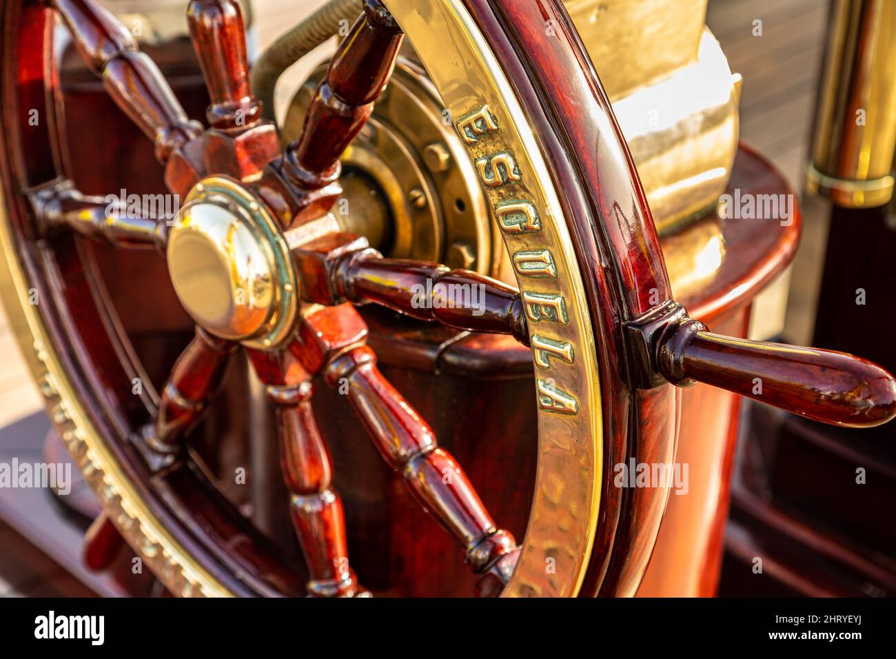 Closeup shot ship wheel hi-res stock photography and images - Alamy