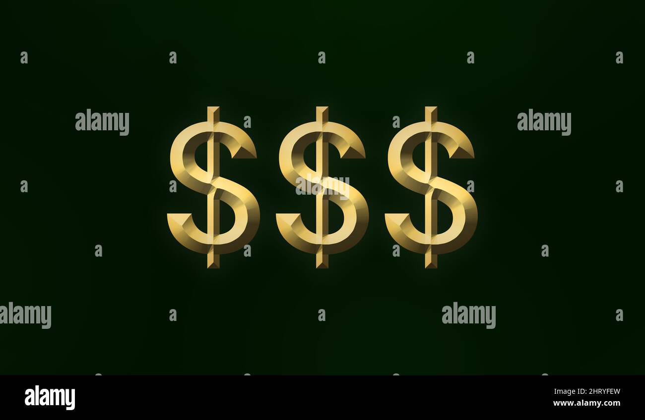 Illustration of three dollars sign Stock Photo - Alamy