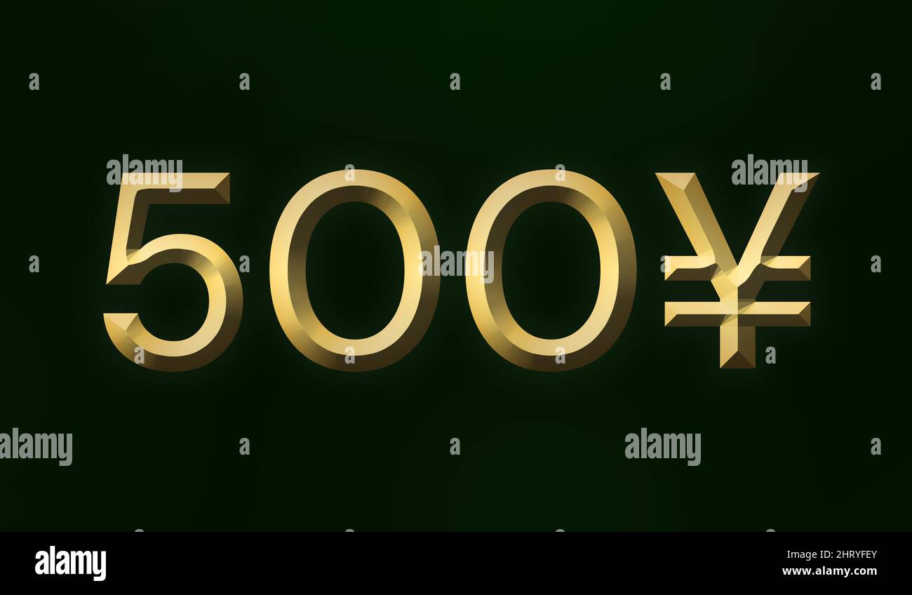 500 Japanese yen golden illustration on dark background Stock Photo - Alamy