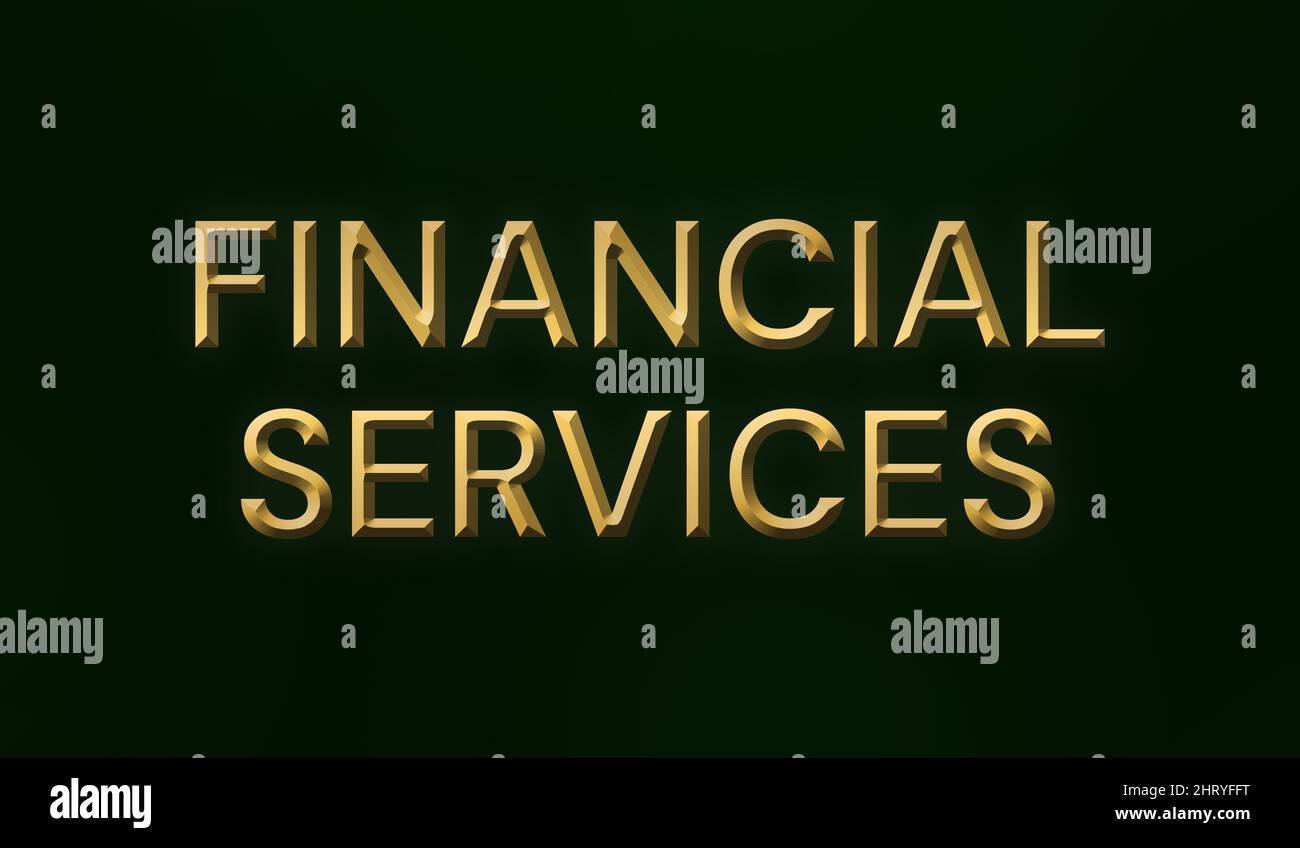 Financial services golden text on dark background Stock Photo - Alamy