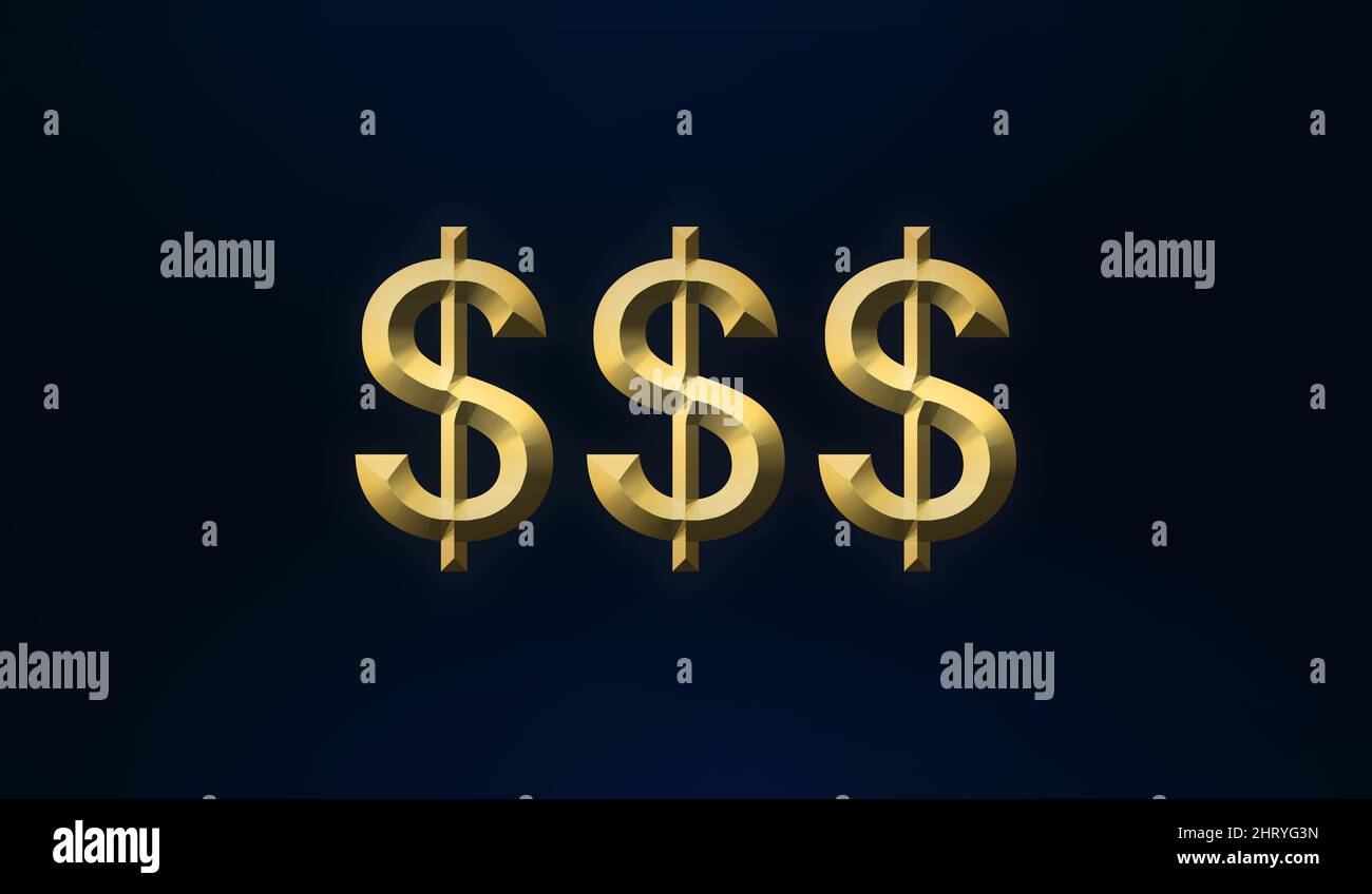 Golden signs illustration on dark background Stock Photo - Alamy
