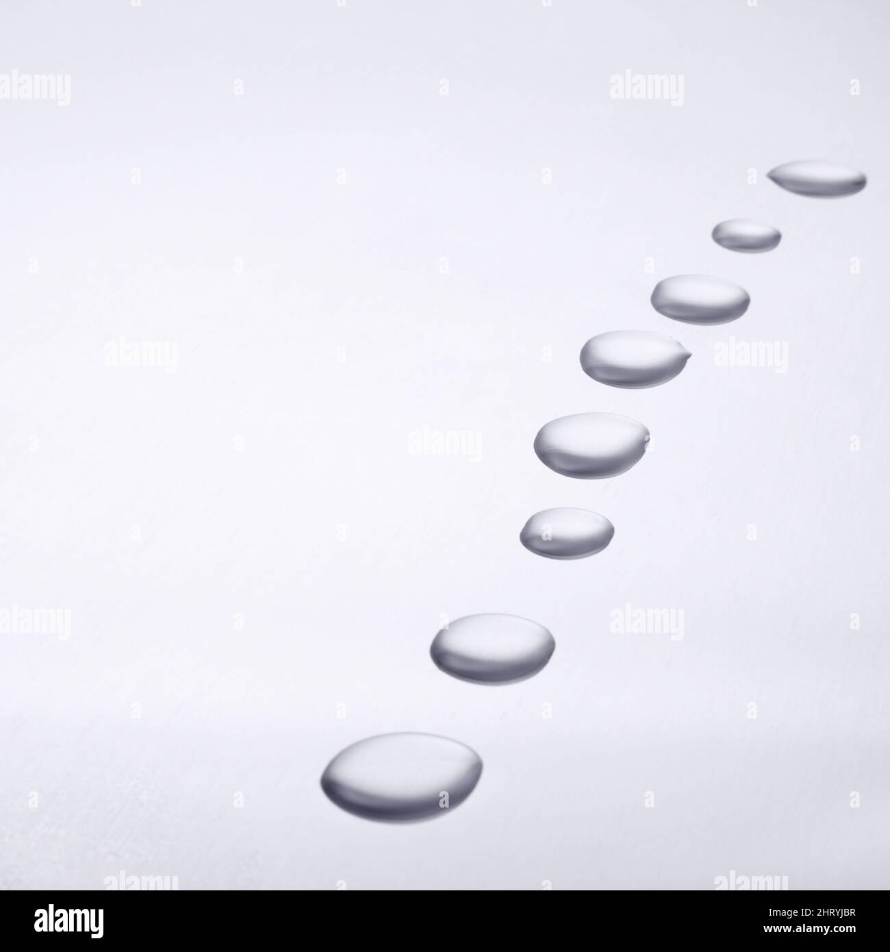 Water drop trail. Trail of water droplets on clear surface Stock Photo ...