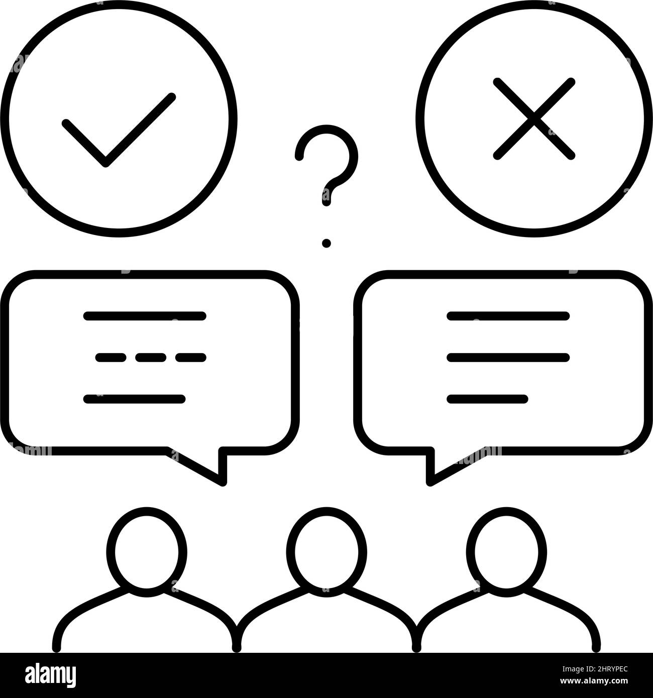 wrong and correct opinion line icon vector illustration Stock Vector ...