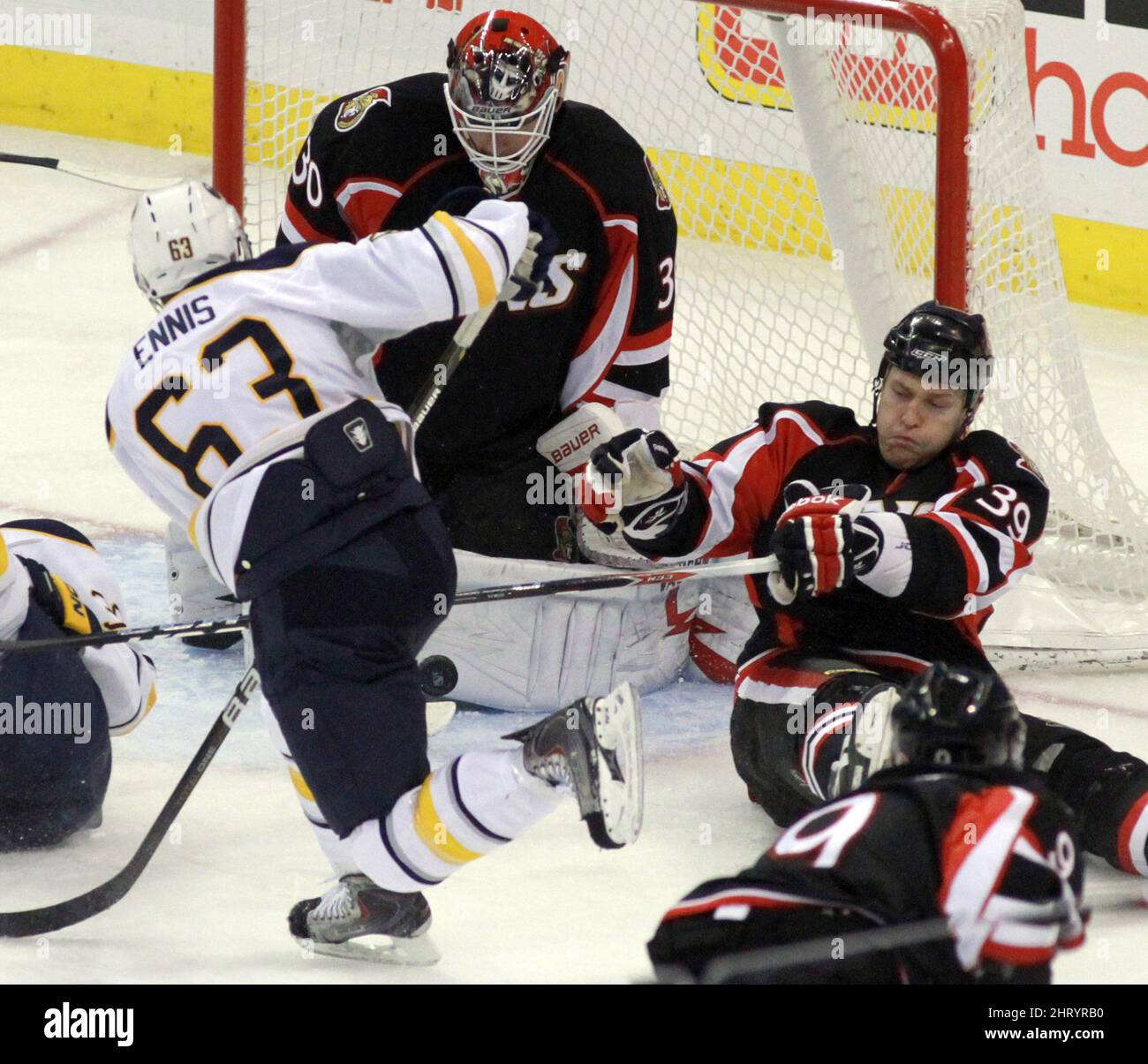 Buffalo Sabres' Tyler Ennis (63) shoots on Ottawa Senators goaltender ...