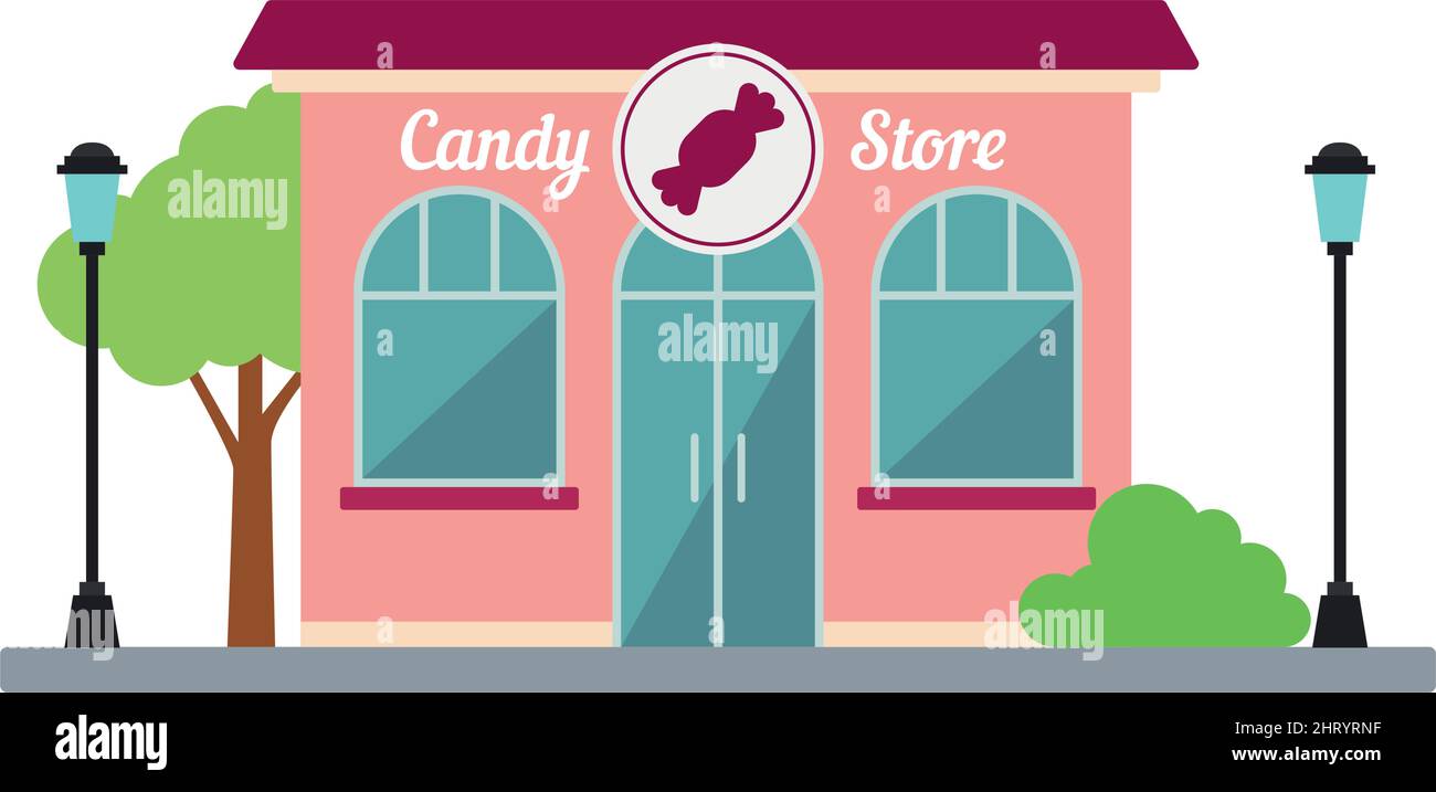 Isolated front view candy store building Vector Stock Vector Image ...