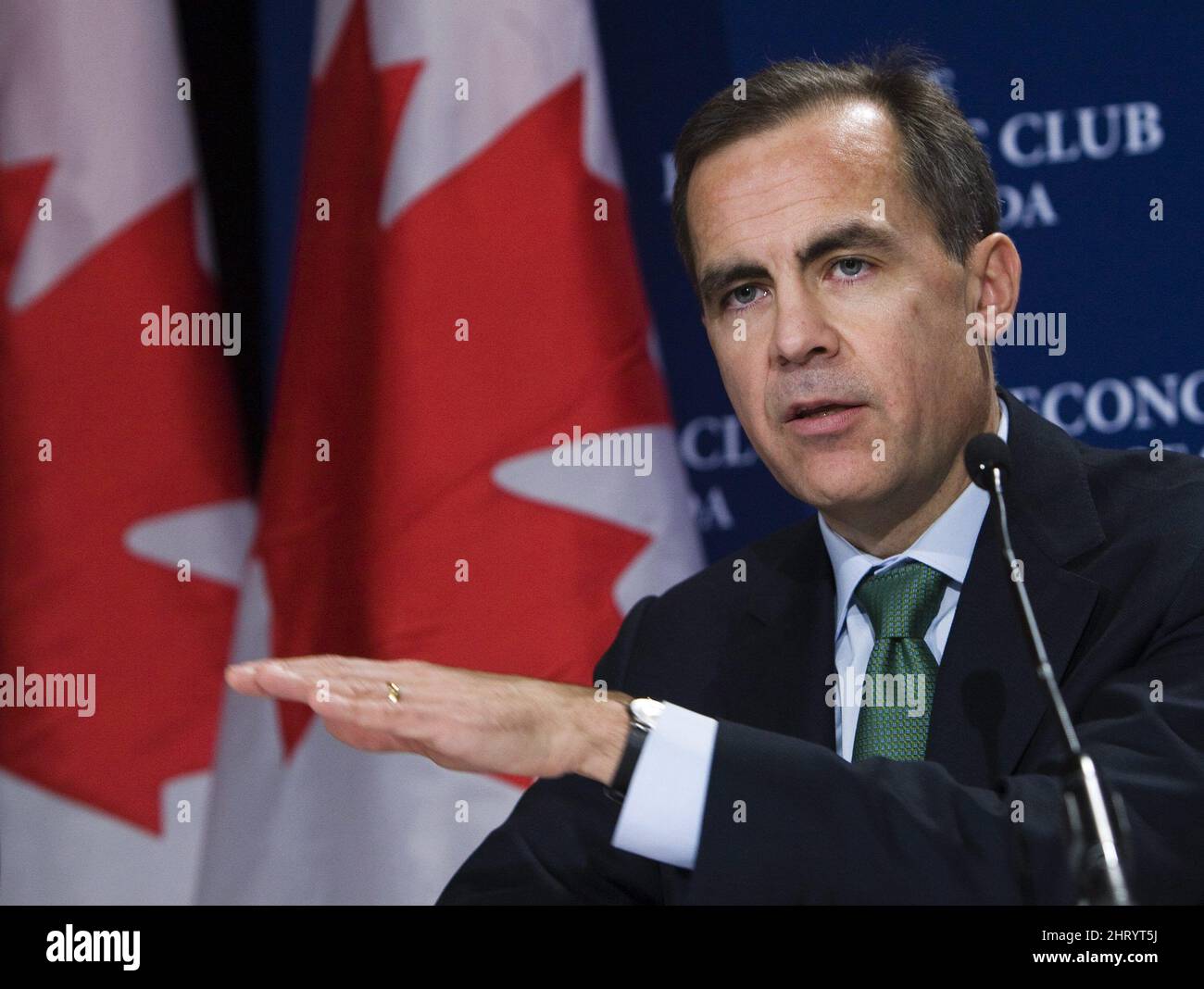 Bank of Canada Governor Mark Carney speaks to the media during a press ...