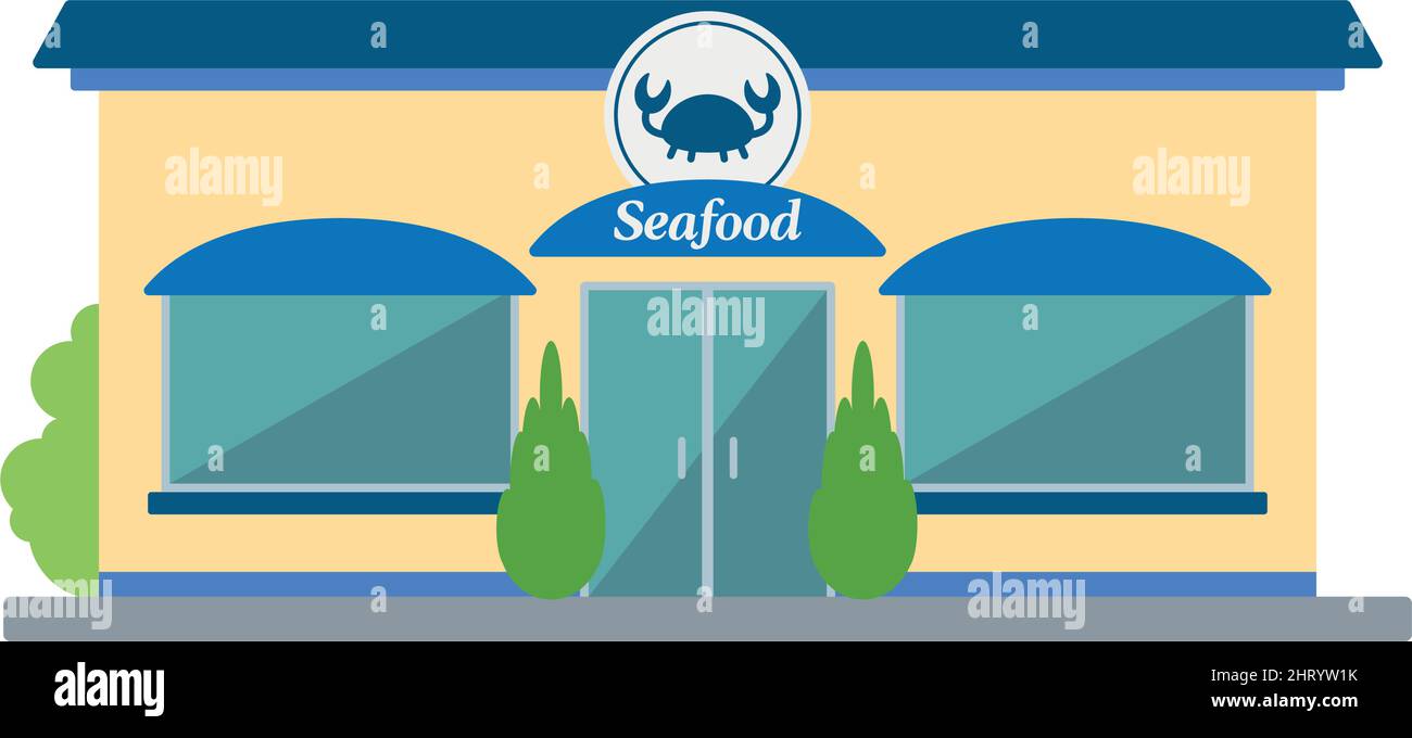 Isolated front view seafood restaurant building Vector Stock Vector ...