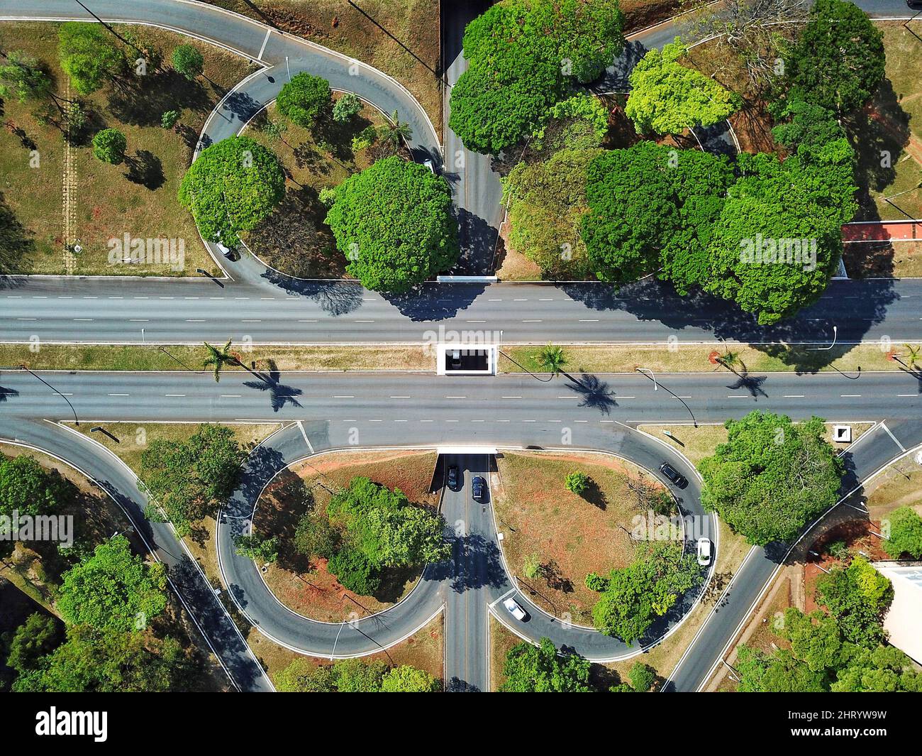 Aerial view of roundabout circulation in Brasilia, Brazil Stock Photo ...