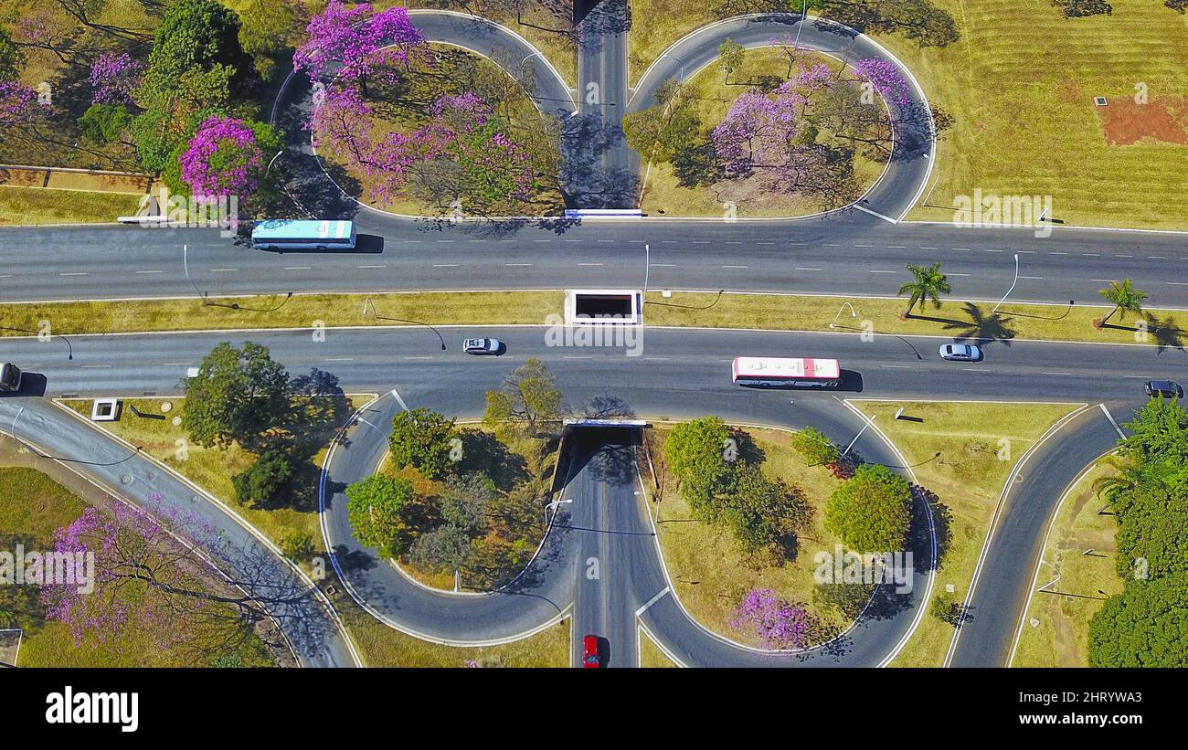 Aerial view of roundabout circulation in Brasilia, Brazil Stock Photo ...