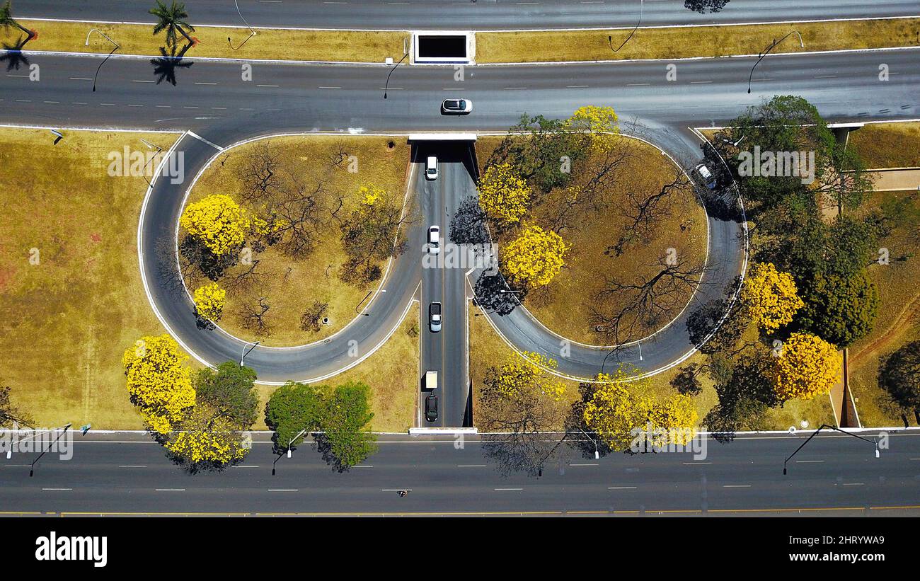 Aerial view of roundabout circulation in Brasilia, Brazil Stock Photo ...