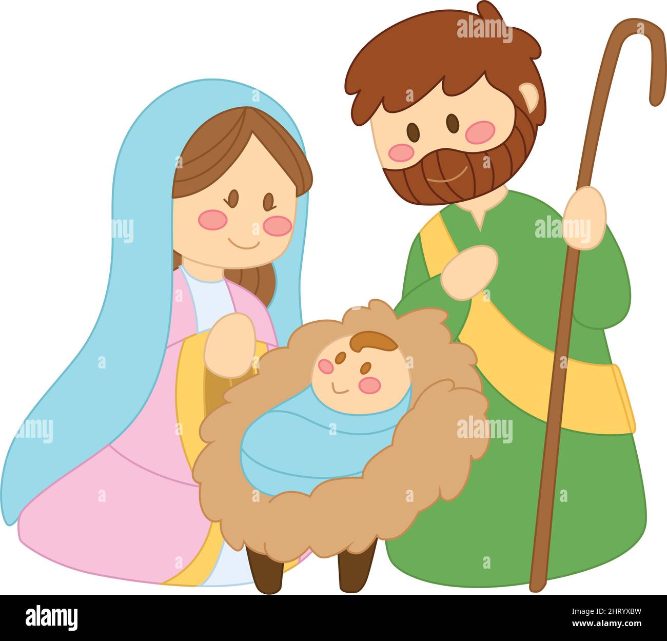 Nativity scene Christmas season Virgin Mary Joseph Baby Jesus Vector ...