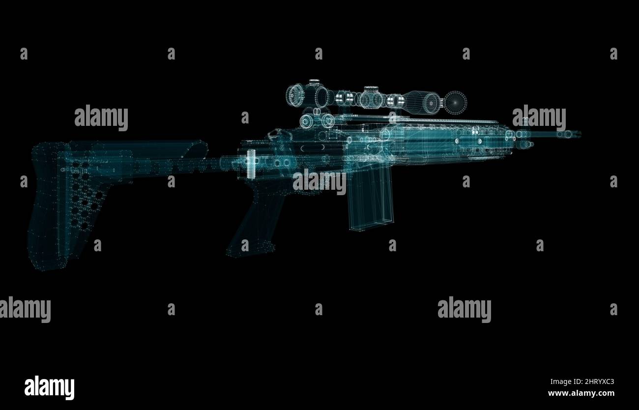 Submachine Gun Hologram. Weapon and Technology Concept Stock Photo - Alamy
