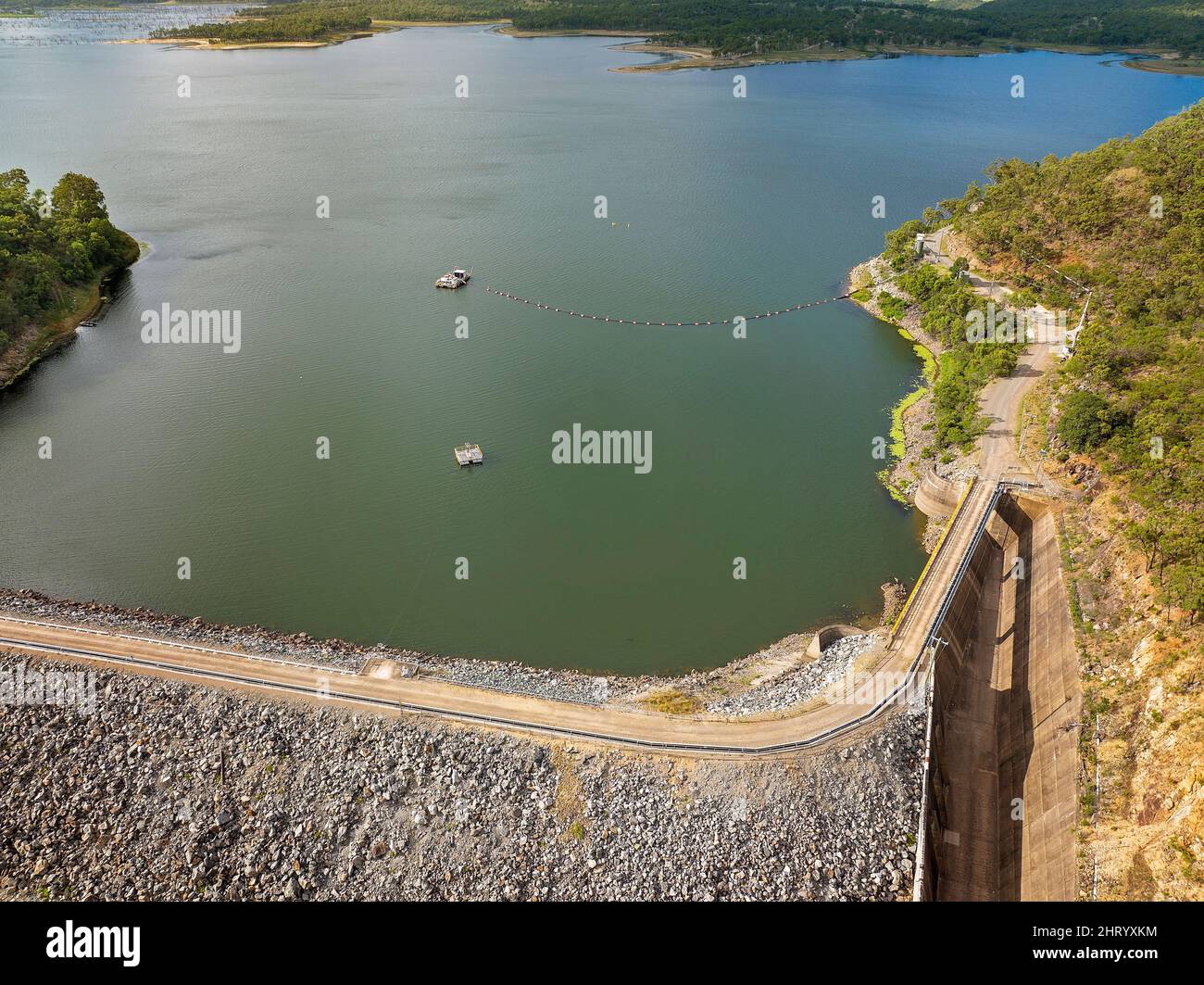 Eungella Dam overflow channel which is dry due to low water levels ...