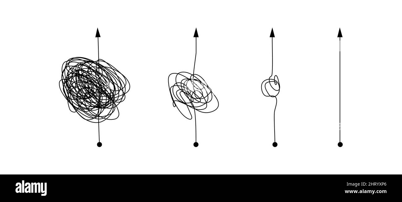 Complex and simple line path set. Scribble line knot from complicated ...