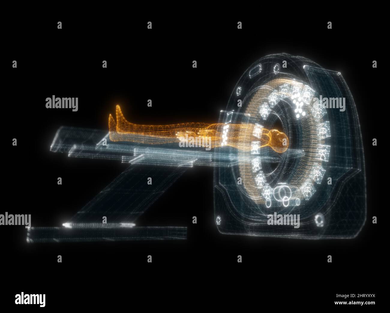 Digital MRI scan with patient Hologram. Medicine and Technology Concept ...