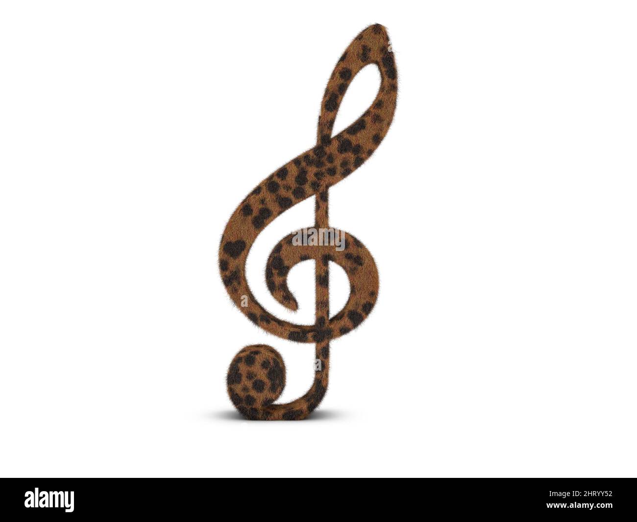 Fur music note symbol on a white background. 3d illustration Stock ...